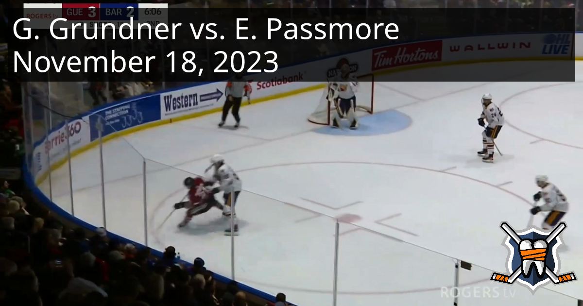 Gavin Grundner vs. Evan Passmore, November 18, 2023 - Guelph Storm vs ...