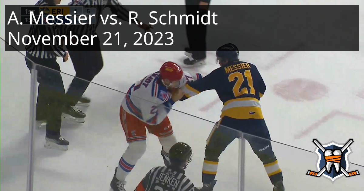 Alex Messier vs. Roman Schmidt, November 21, 2023 - Erie Otters vs ...