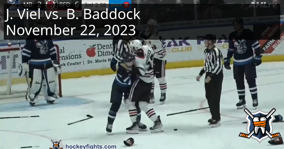 Jeffrey Viel vs. Brandon Baddock, November 22, 2023 - Manitoba Moose vs ...