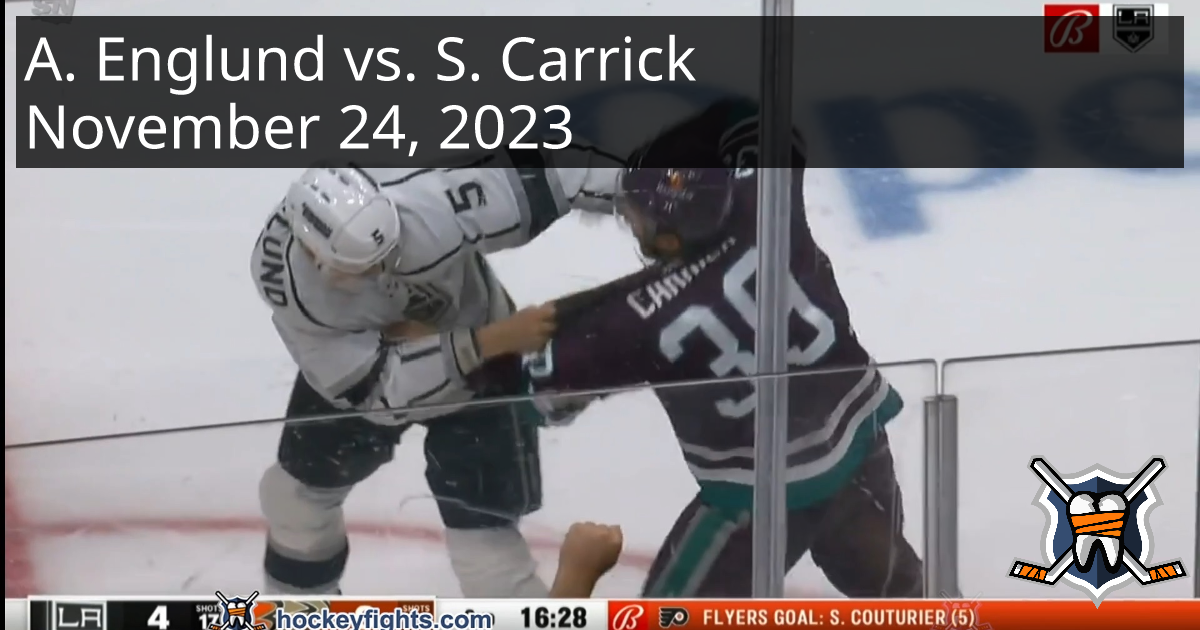 Andreas Englund vs. Sam Carrick, November 24, 2023 - Los Angeles Kings ...
