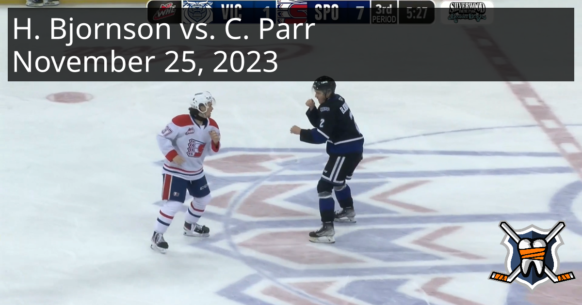 Hudson Bjornson vs. Cameron Parr, November 25, 2023 - Victoria Royals ...