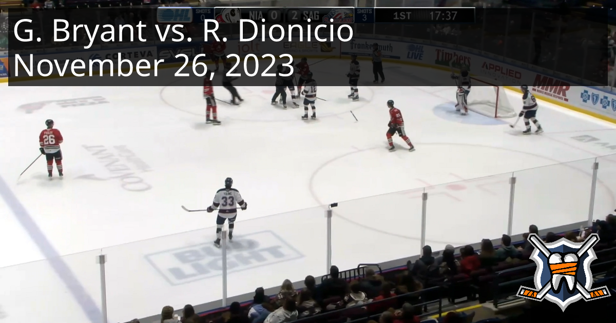 Gavin Bryant vs. Rodwin Dionicio, November 26, 2023 - Niagara IceDogs ...