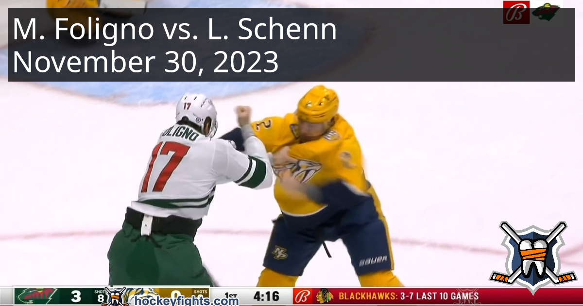 Marcus Foligno vs. Luke Schenn, November 30, 2023 - Minnesota Wild vs ...