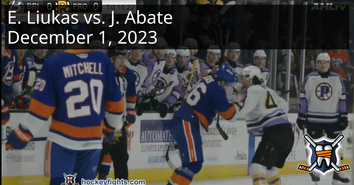 Eetu Liukas vs. Joseph Abate, December 1, 2023 - Bridgeport Islanders ...