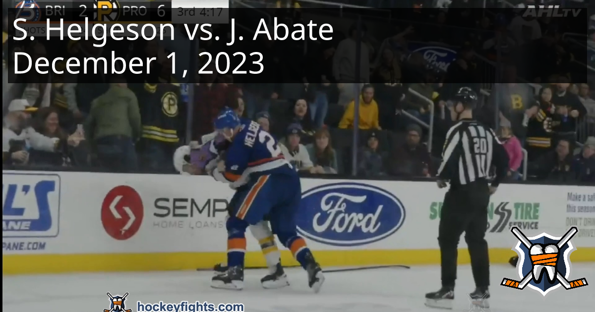 Seth Helgeson vs. Joseph Abate, December 1, 2023 - Bridgeport Islanders ...