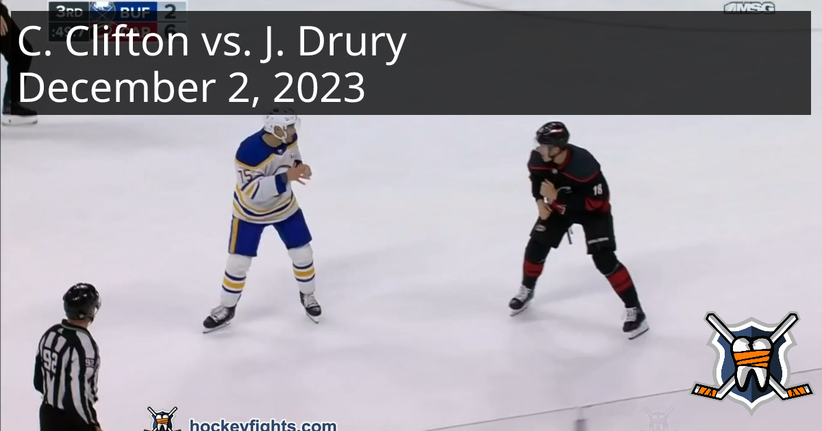 Connor Clifton vs. Jack Drury, December 2, 2023 - Buffalo Sabres vs ...
