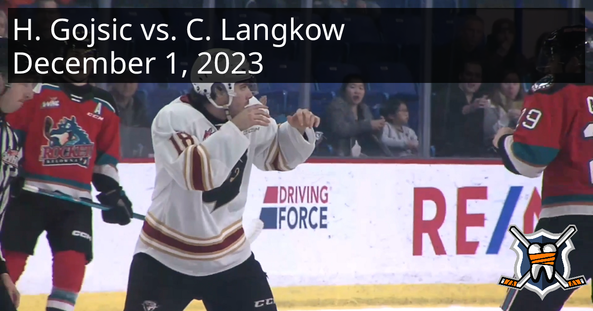 Hiroki Gojsic vs. Colton Langkow, December 1, 2023 - Kelowna Rockets vs ...