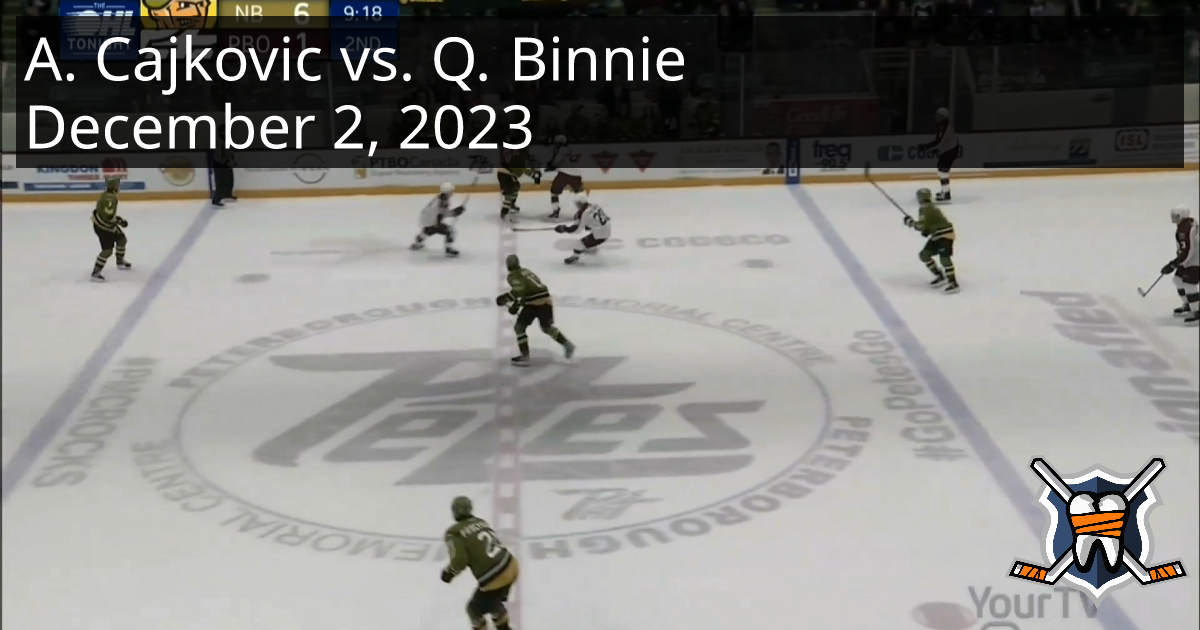 Alex Cajkovic vs. Quinn Binnie, December 2, 2023 - North Bay Battalion ...