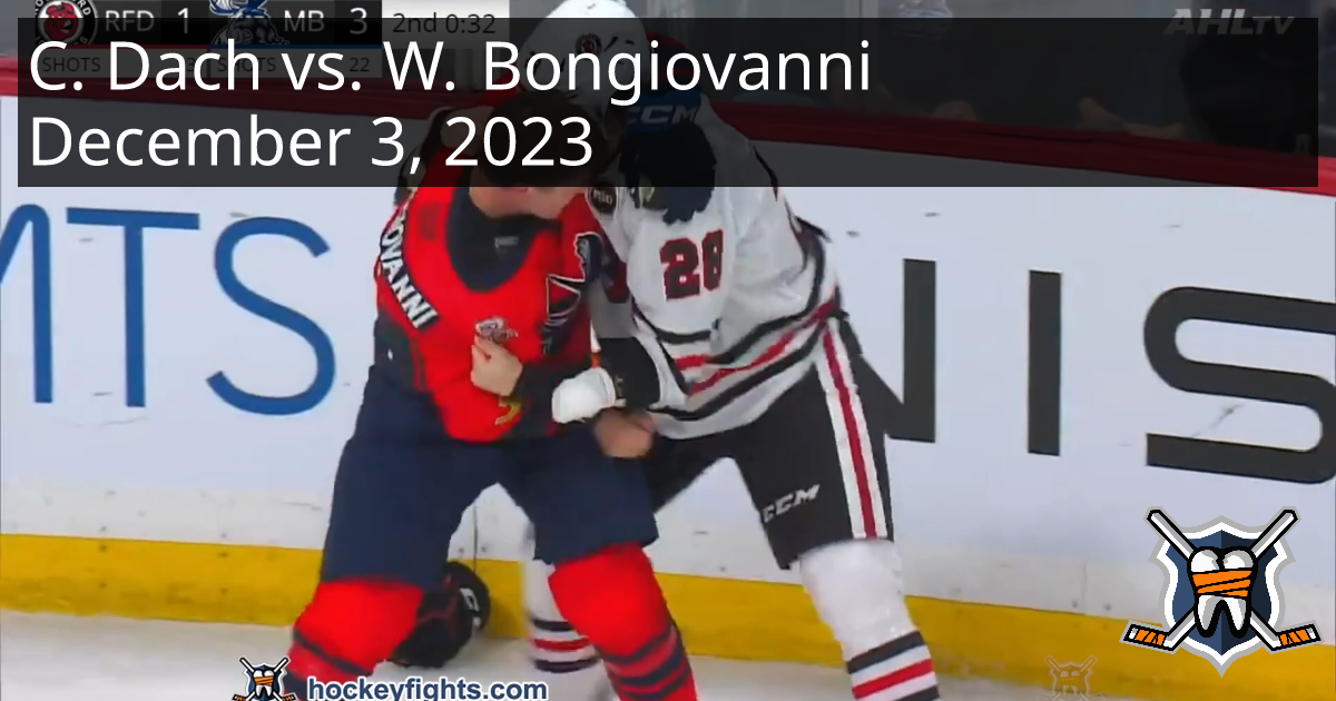 Colton Dach vs. Wyatt Bongiovanni, December 3, 2023 - Rockford IceHogs ...
