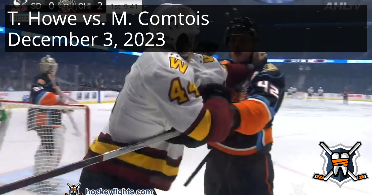 Travis Howe vs. Maxime Comtois, December 3, 2023 - San Diego Gulls vs ...