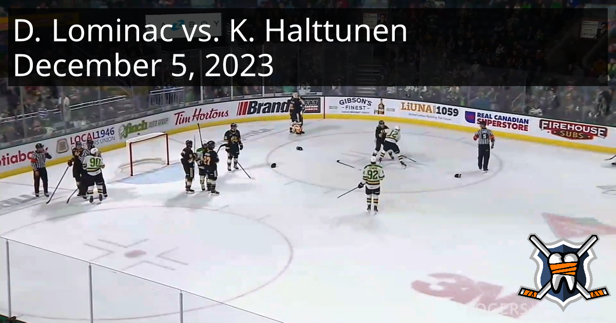 Dennis Lominac vs. Kasper Halttunen, December 5, 2023 - Sarnia Sting vs ...