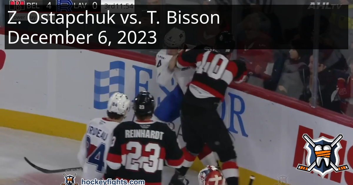 Zack Ostapchuk vs. Tobie Bisson, December 6, 2023 - Belleville Senators ...