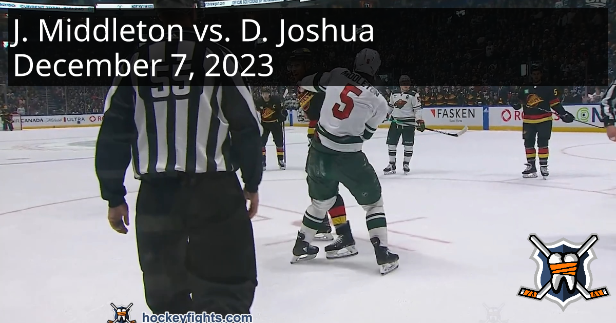 Jacob Middleton vs. Dakota Joshua, December 7, 2023 - Minnesota Wild vs ...