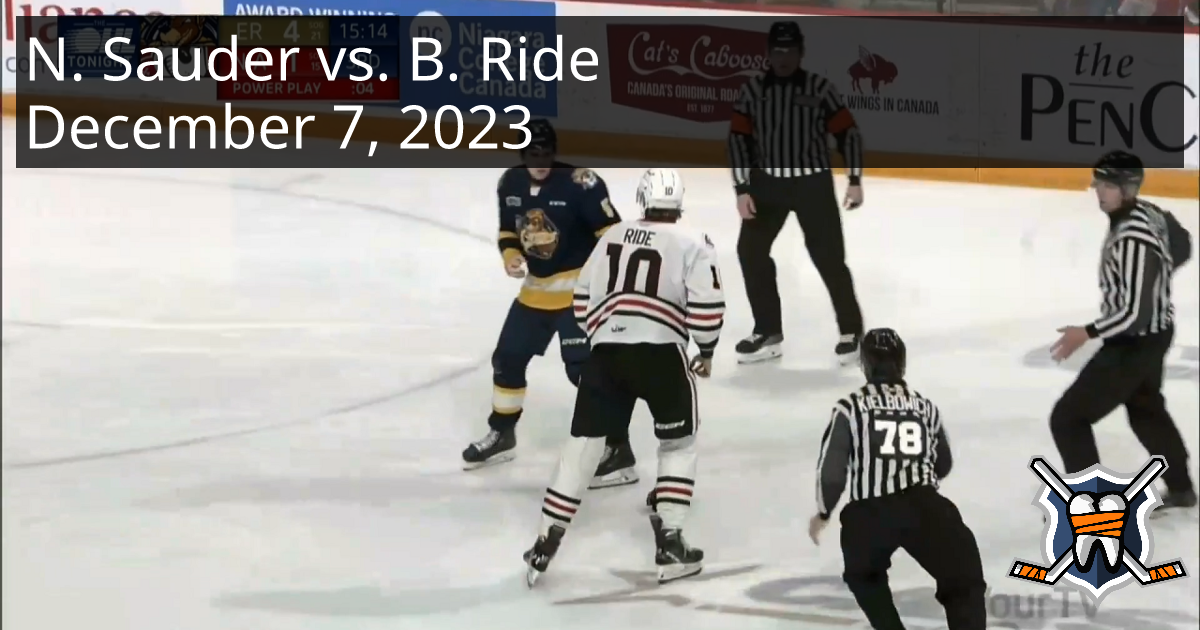 Nathan Sauder vs. Bronson Ride, December 7, 2023 - Erie Otters vs ...