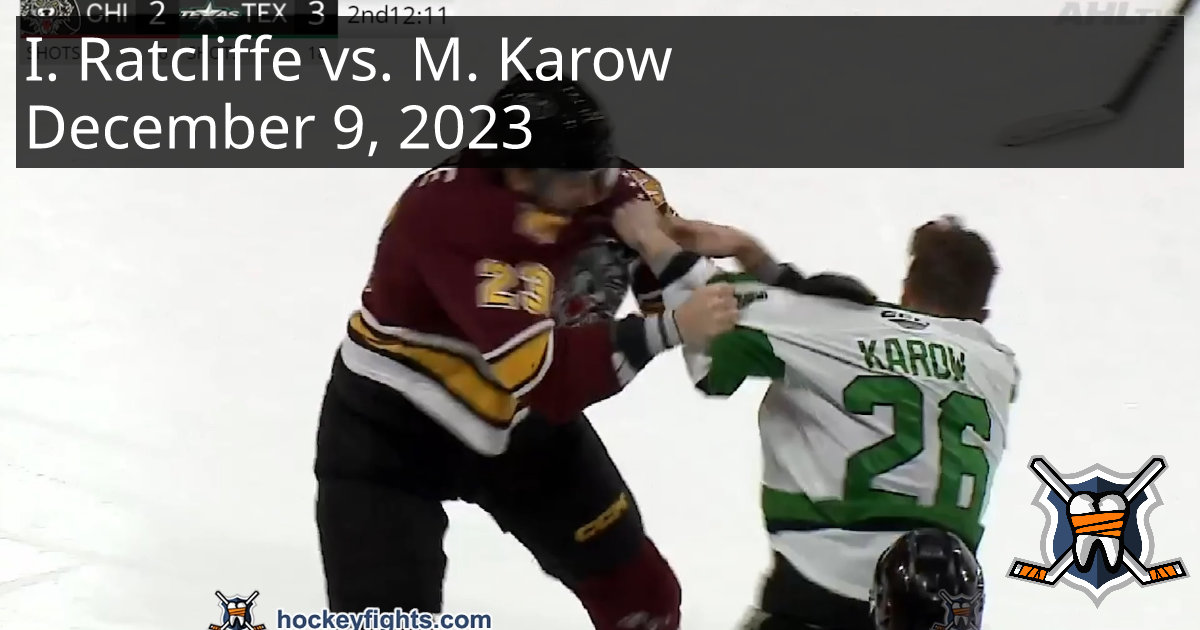 Isaac Ratcliffe vs. Michael Karow, December 9, 2023 - Chicago Wolves vs ...