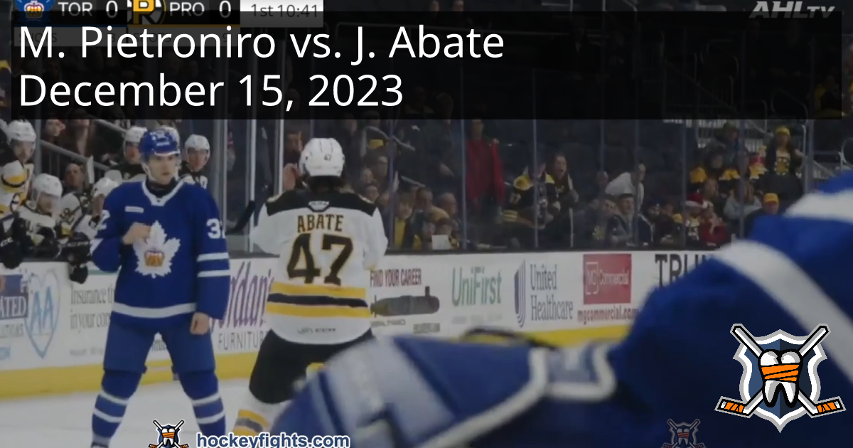 Matteo Pietroniro vs. Joseph Abate, December 15, 2023 - Toronto Marlies ...