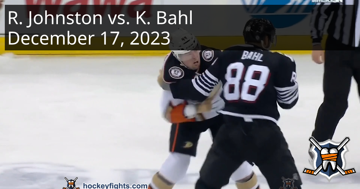 Ross Johnston vs. Kevin Bahl, December 17, 2023 - Anaheim Ducks vs. New ...