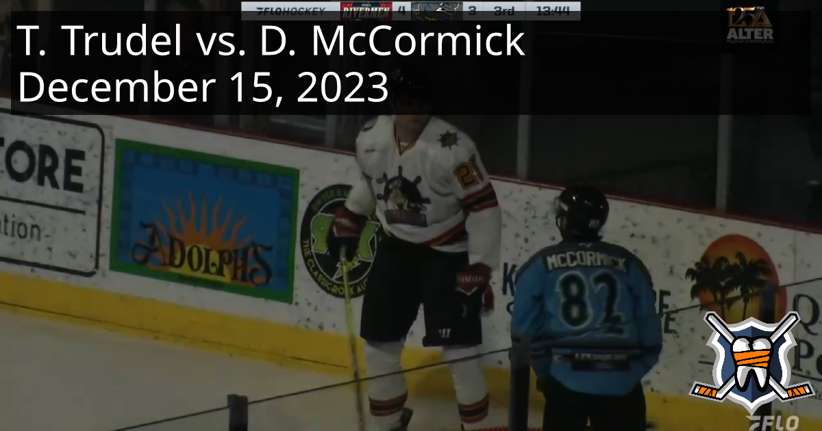 Tristan Trudel vs. Darren McCormick, December 15, 2023 - Peoria Rivermen vs. Quad City Storm ...