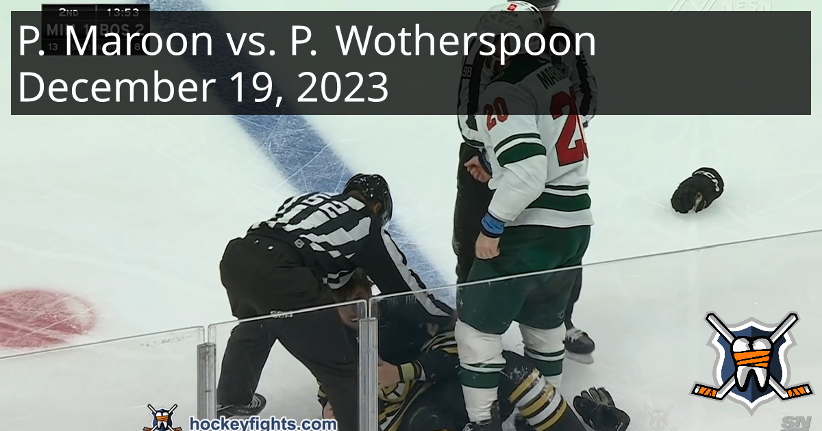 Pat Maroon vs. Parker Wotherspoon, December 19, 2023 - Minnesota Wild ...