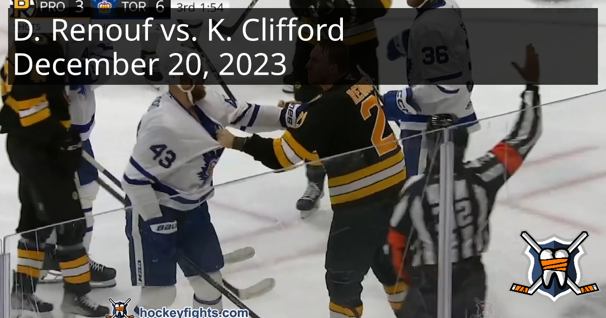 Daniel Renouf vs. Kyle Clifford, December 20, 2023 - Providence Bruins ...