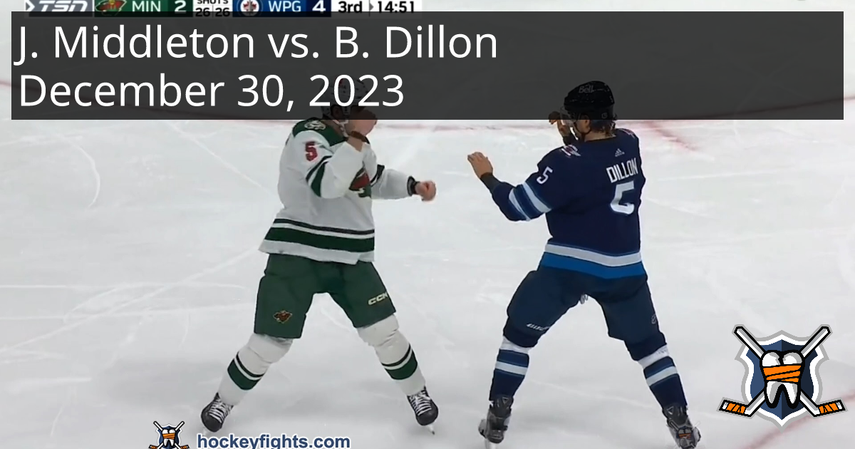 Jacob Middleton vs. Brenden Dillon, December 30, 2023 - Minnesota Wild ...