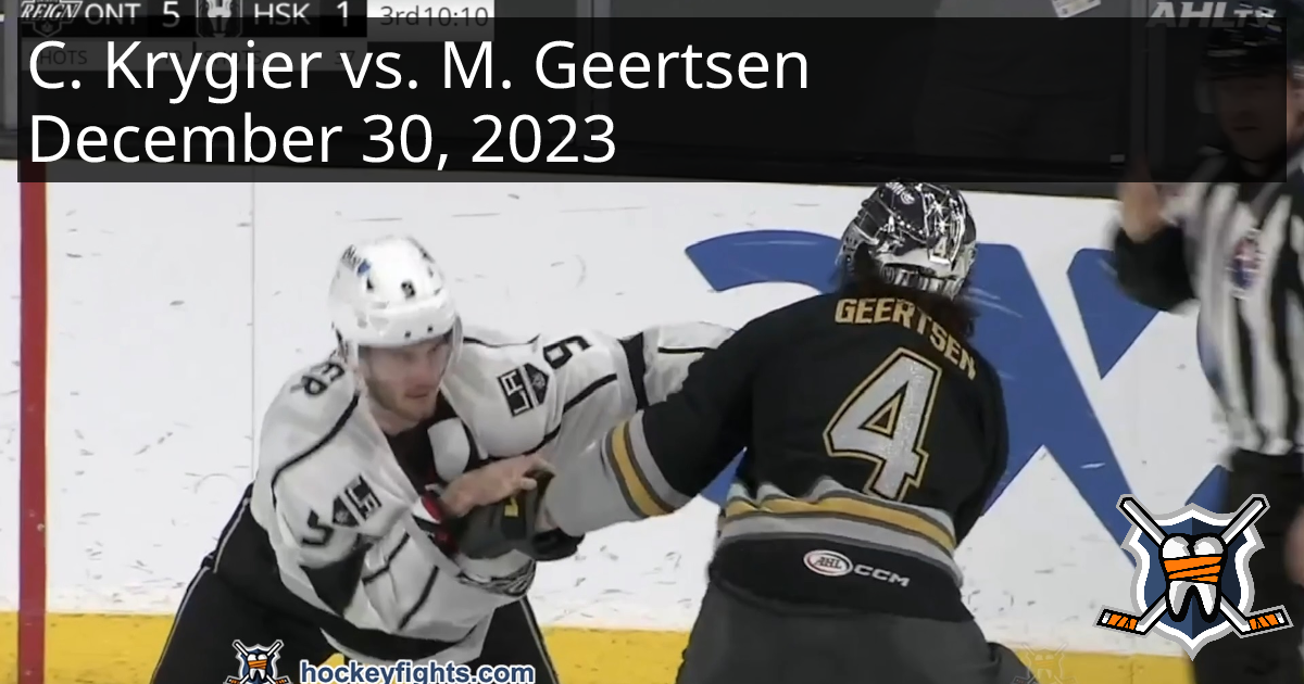 Cole Krygier vs. Mason Geertsen, December 30, 2023 - Ontario Reign vs ...