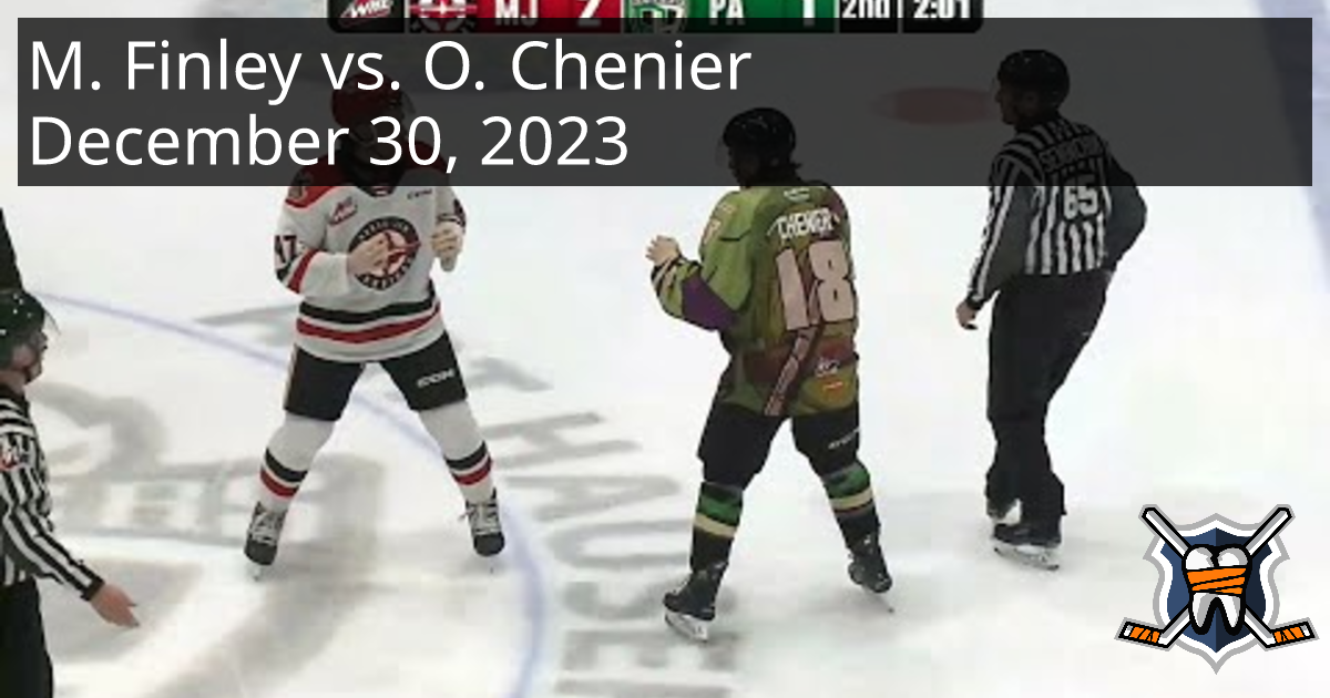 Max Finley vs. Oli Chenier, December 30, 2023 - Moose Jaw Warriors vs ...