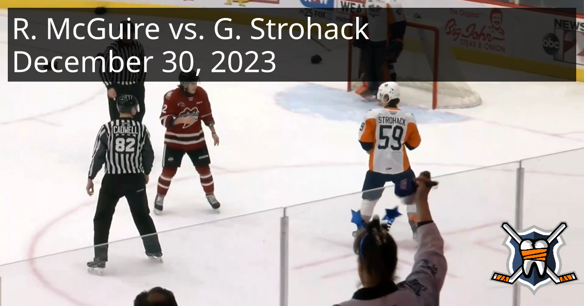 Ryan McGuire vs. Grayden Strohack, December 30, 2023 - Guelph Storm vs ...