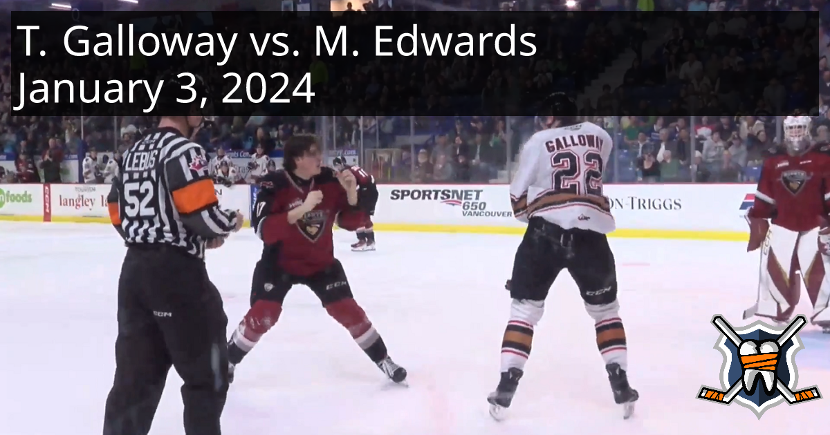 Tyson Galloway vs. Matthew Edwards, January 3, 2024 - Calgary Hitmen vs ...