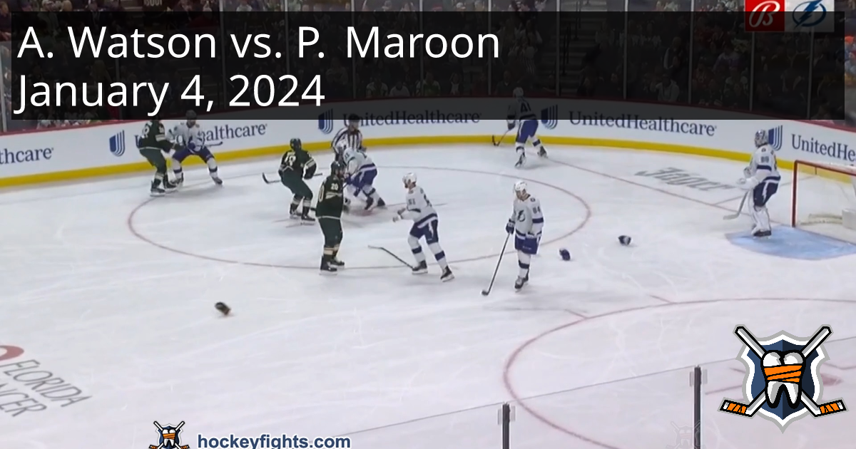 Austin Watson vs. Pat Maroon, January 4, 2024 - Tampa Bay Lightning vs ...