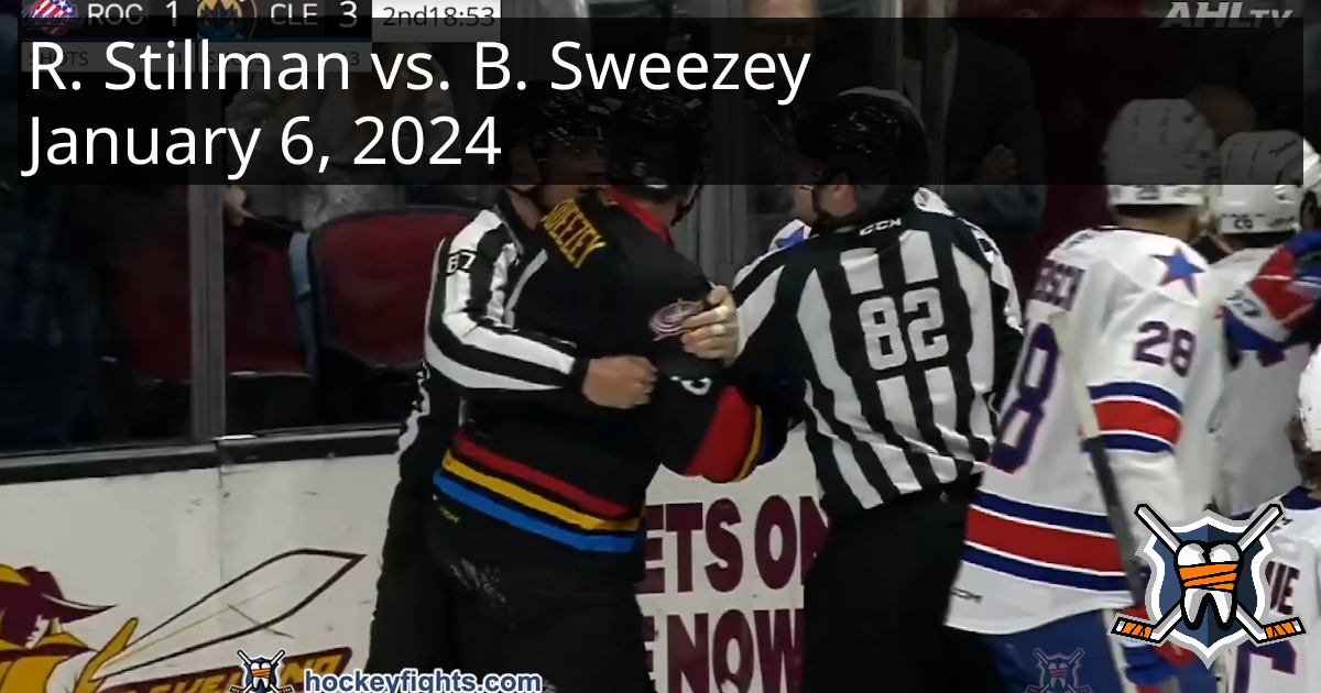 Riley Stillman vs. Billy Sweezey, January 6, 2024 - Rochester Americans ...