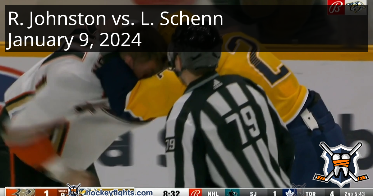 Ross Johnston vs. Luke Schenn, January 9, 2024 - Anaheim Ducks vs ...