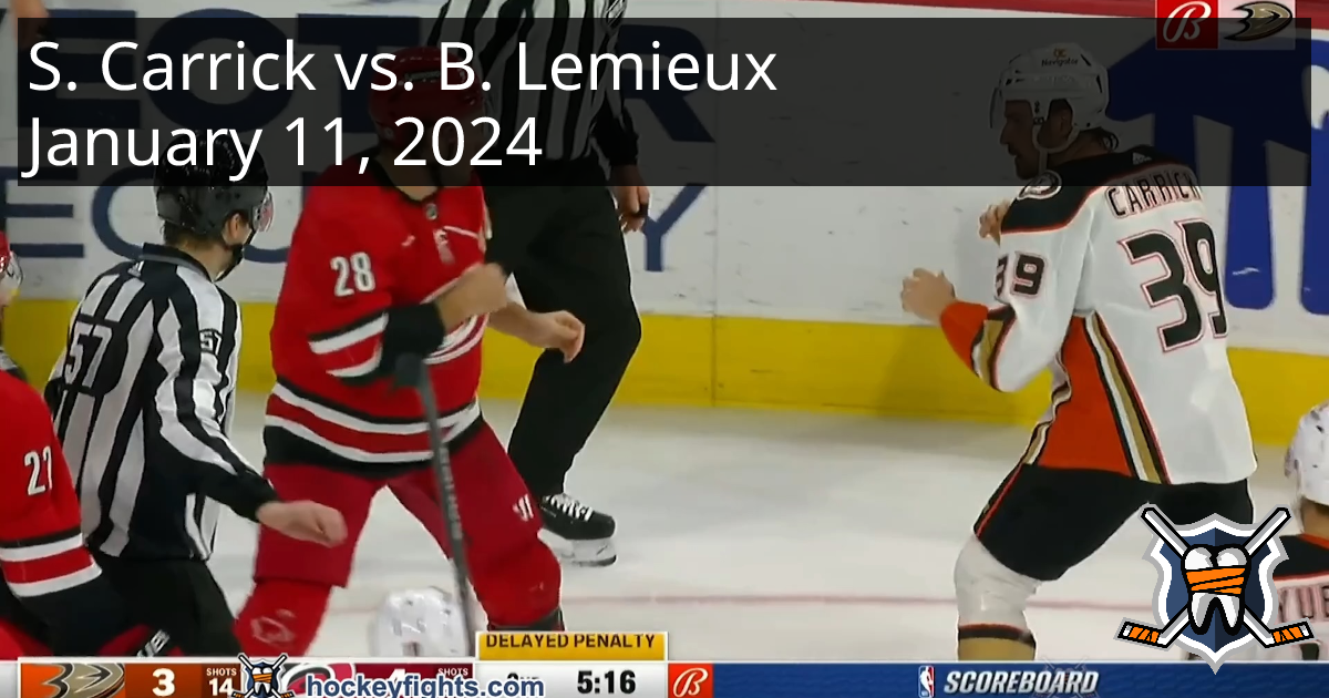 Sam Carrick vs. Brendan Lemieux, January 11, 2024 - Anaheim Ducks vs ...
