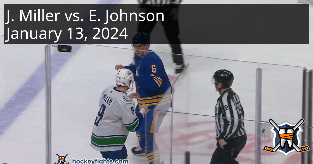 J.T. Miller vs. Erik Johnson, January 13, 2024 - Vancouver Canucks vs ...