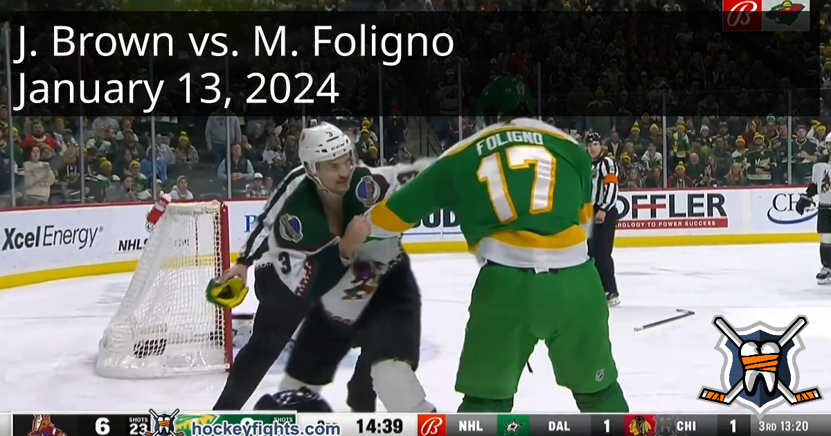 Josh Brown vs. Marcus Foligno, January 13, 2024 - Arizona Coyotes vs ...