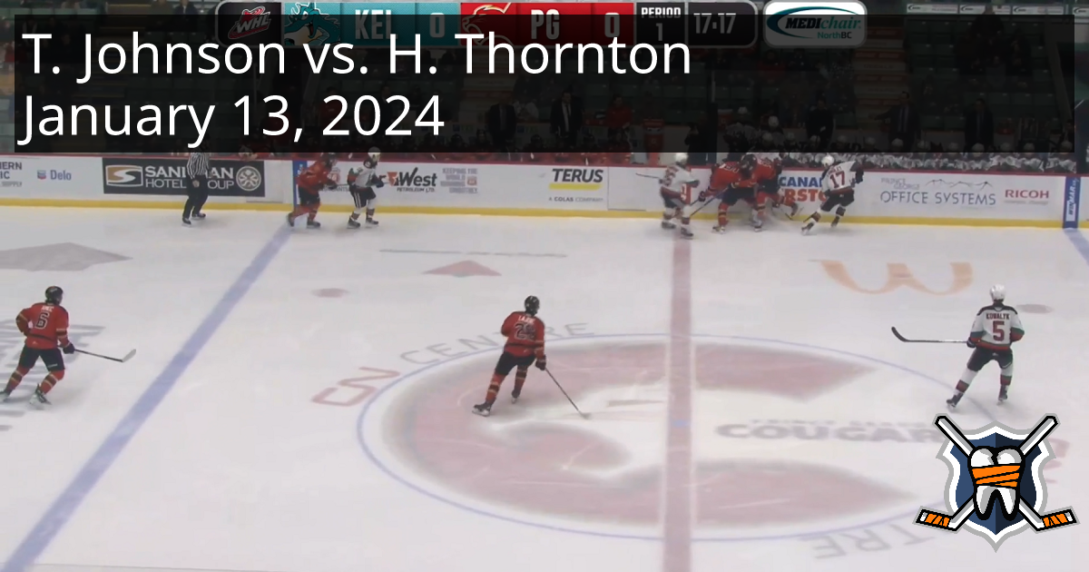 Trae Johnson vs. Hudson Thornton, January 13, 2024 - Kelowna Rockets vs ...