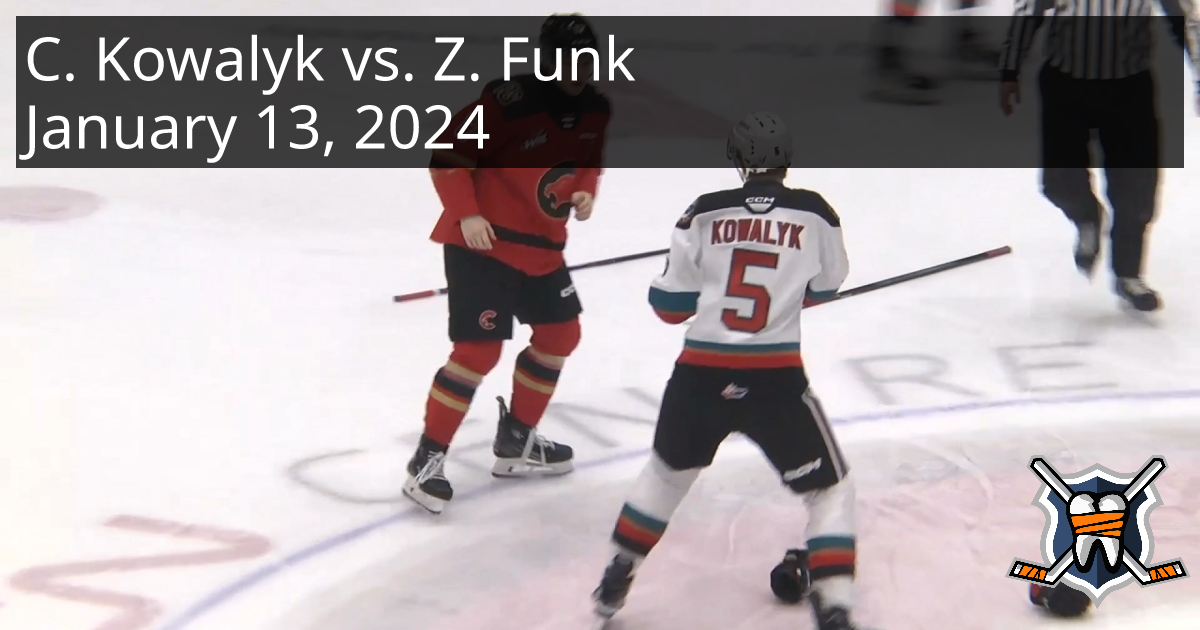 Carter Kowalyk vs. Zac Funk, January 13, 2024 - Kelowna Rockets vs ...