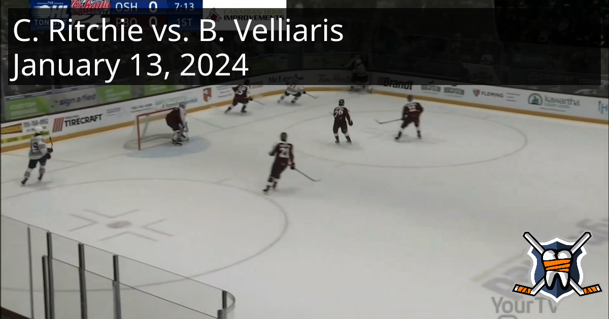 Calum Ritchie vs. Brayden Velliaris, January 13, 2024 - Oshawa Generals ...