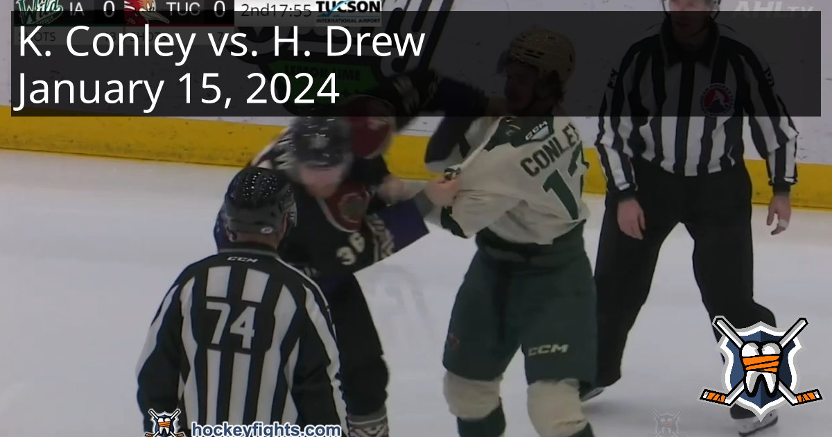 Kevin Conley vs. Hunter Drew, January 15, 2024 - Iowa Wild vs. Tucson ...