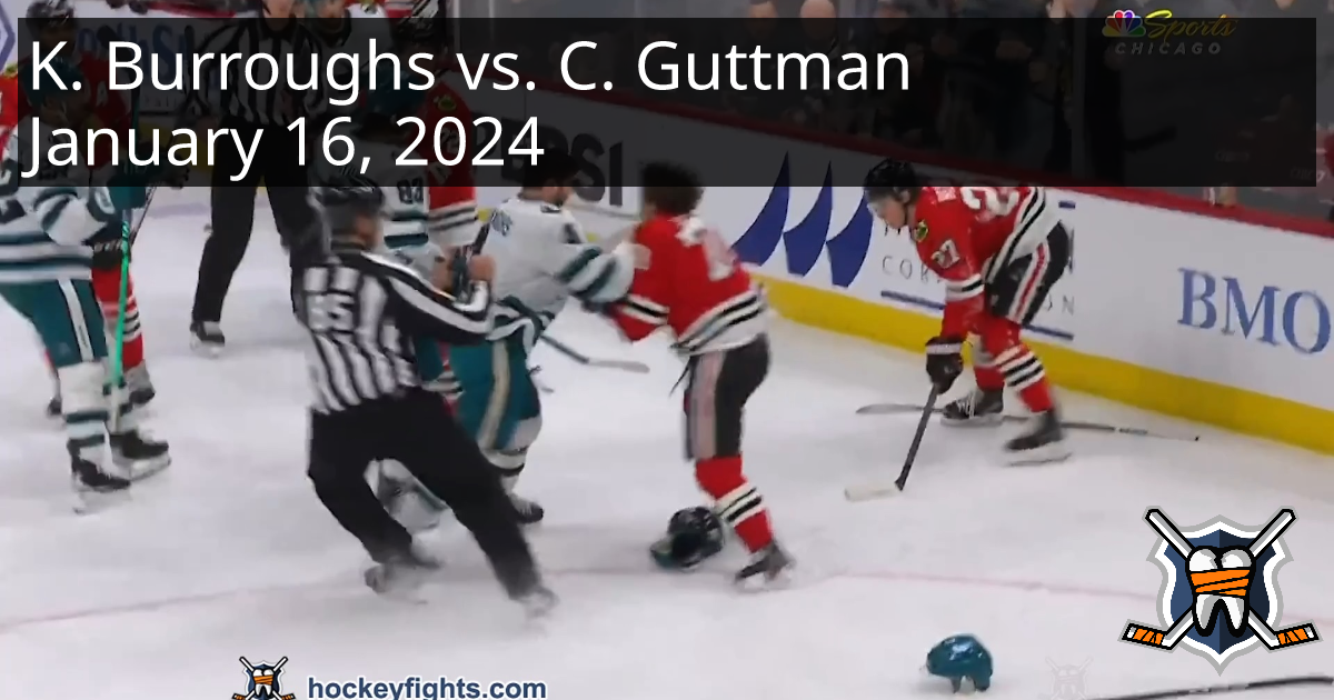 Kyle Burroughs vs. Cole Guttman, January 16, 2024 - San Jose Sharks vs ...