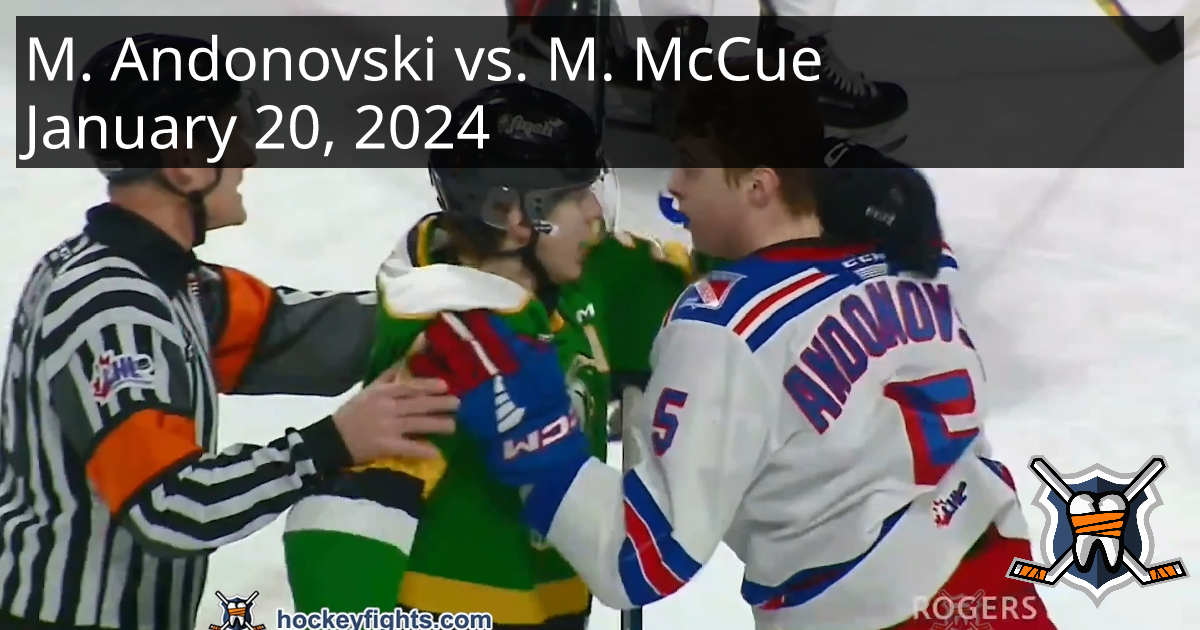 Matthew Andonovski vs. Max McCue, January 20, 2024 - Kitchener Rangers ...