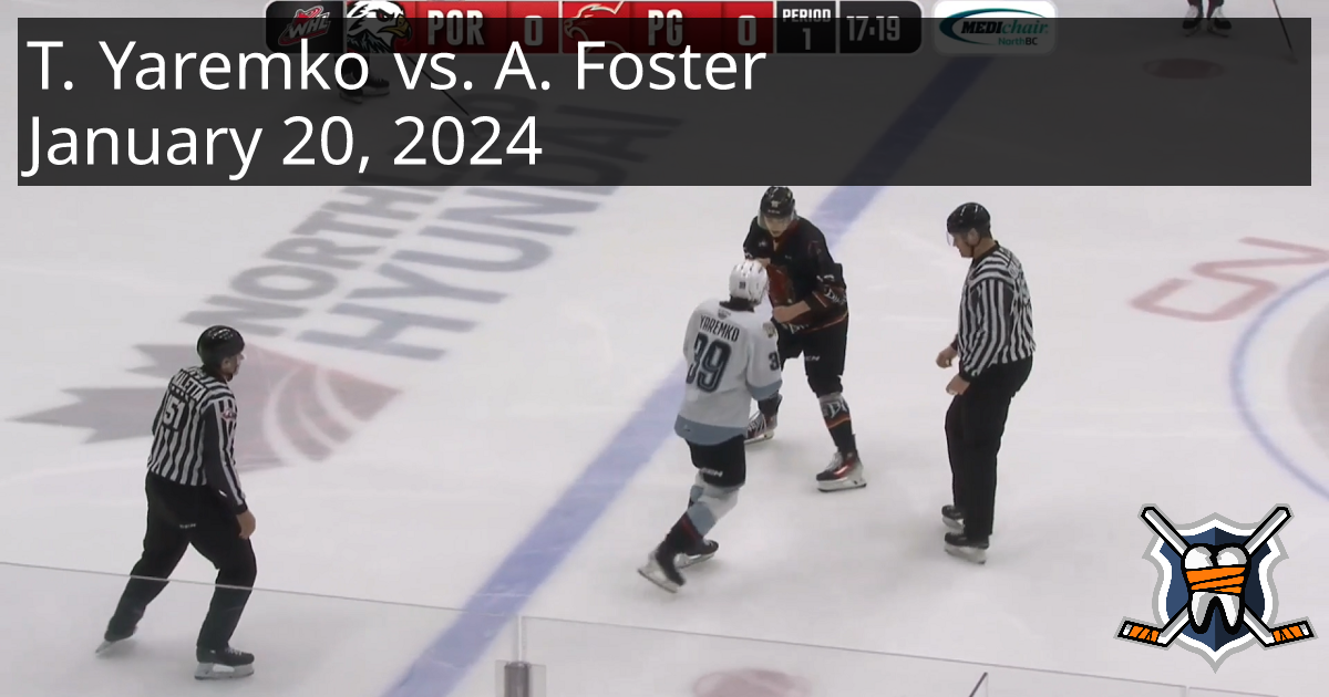 Tyson Yaremko vs. Aiden Foster, January 20, 2024 - Portland Winterhawks ...