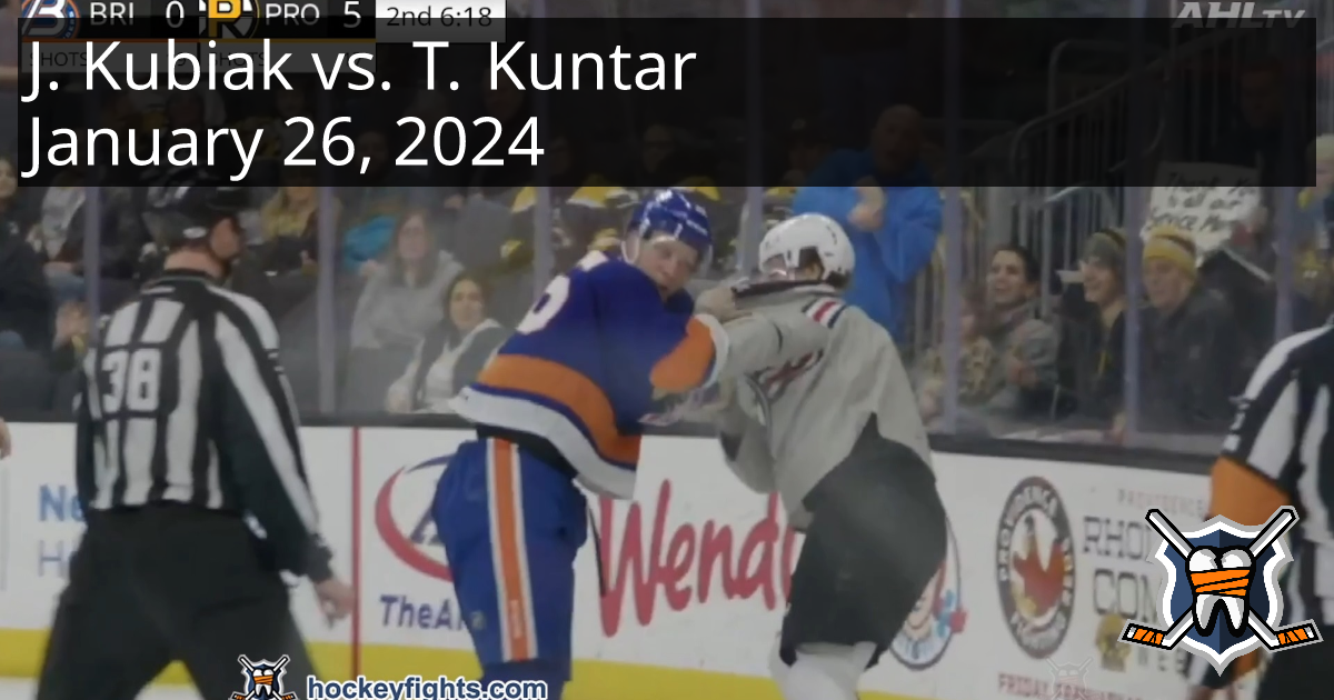 Jeff Kubiak vs. Trevor Kuntar, January 26, 2024 - Bridgeport Islanders ...