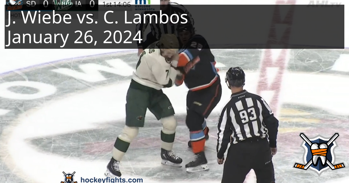 Jaxsen Wiebe vs. Carson Lambos, January 26, 2024 - San Diego Gulls vs ...