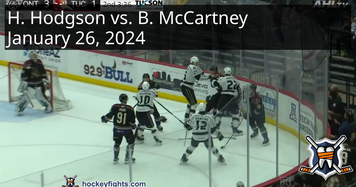 Hayden Hodgson vs. Ben McCartney, January 26, 2024 - Ontario Reign vs ...