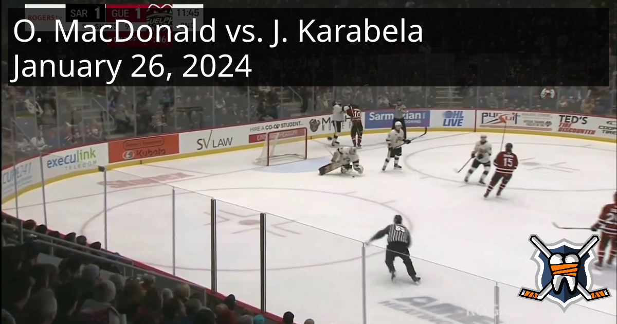 Owen MacDonald vs. Jake Karabela, January 26, 2024 - Sarnia Sting vs ...