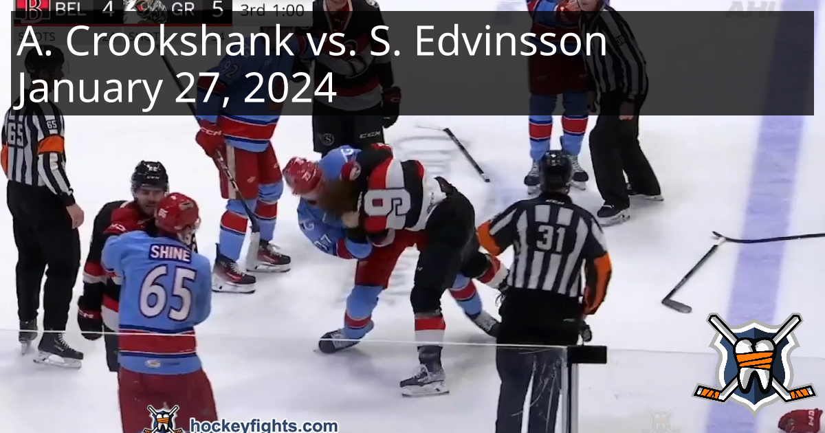 Angus Crookshank vs. Simon Edvinsson, January 27, 2024 - Belleville ...