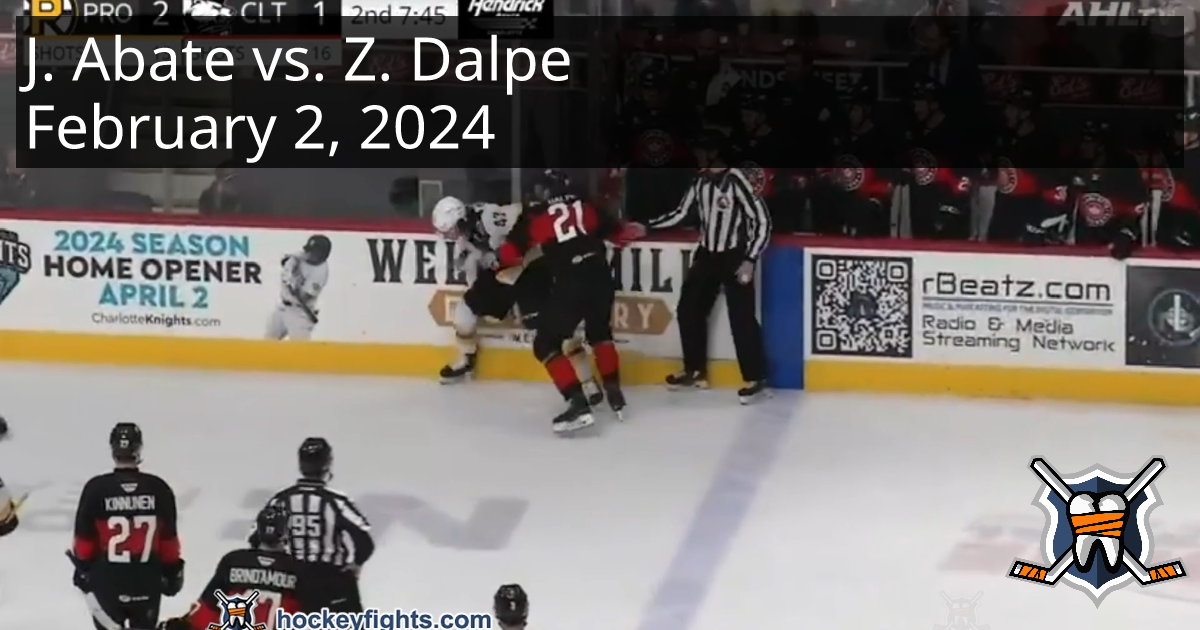 Joseph Abate vs. Zac Dalpe, February 2, 2024 - Providence Bruins vs ...