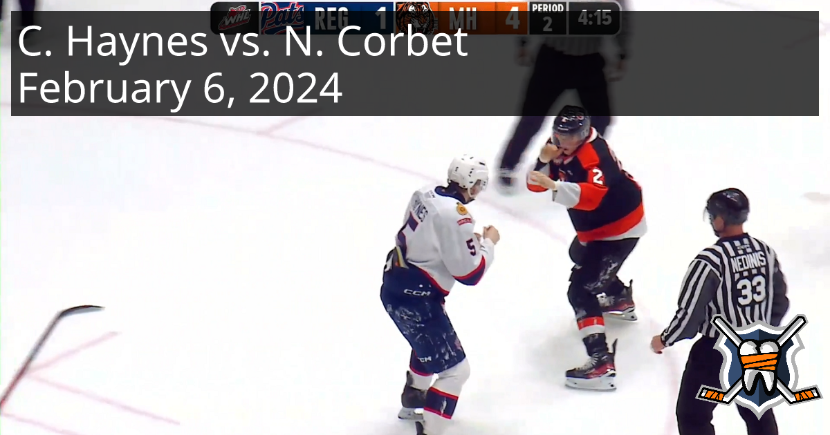 Carson Haynes vs. Nate Corbet, February 6, 2024 - Regina Pats vs ...