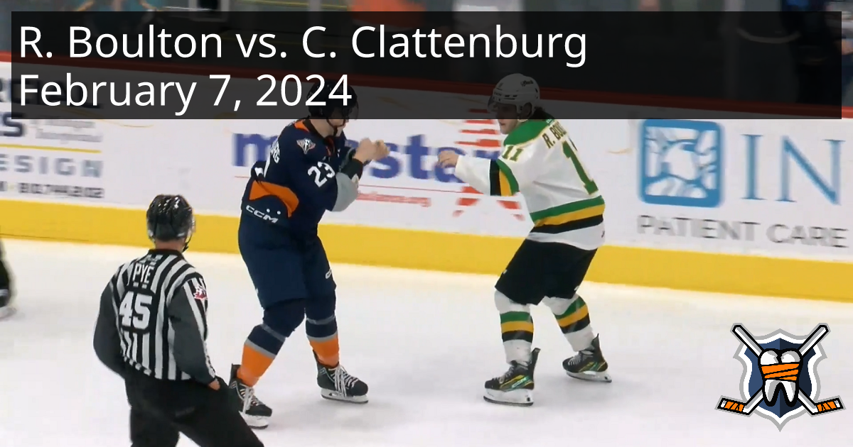 Ryder Boulton vs. Connor Clattenburg, February 7, 2024 - London Knights ...